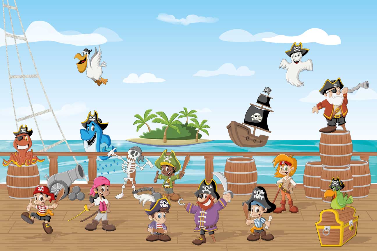 Buy Walls and Murals Pirates of the Sea Kids Peel and Stick Wallpaper ...