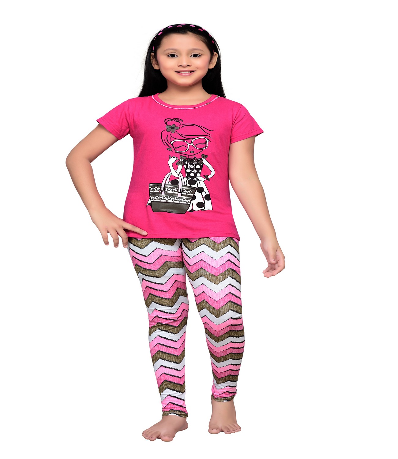 Buy Punkster Pink Top Pyjama Set For Girls Online @ ₹511 from ShopClues