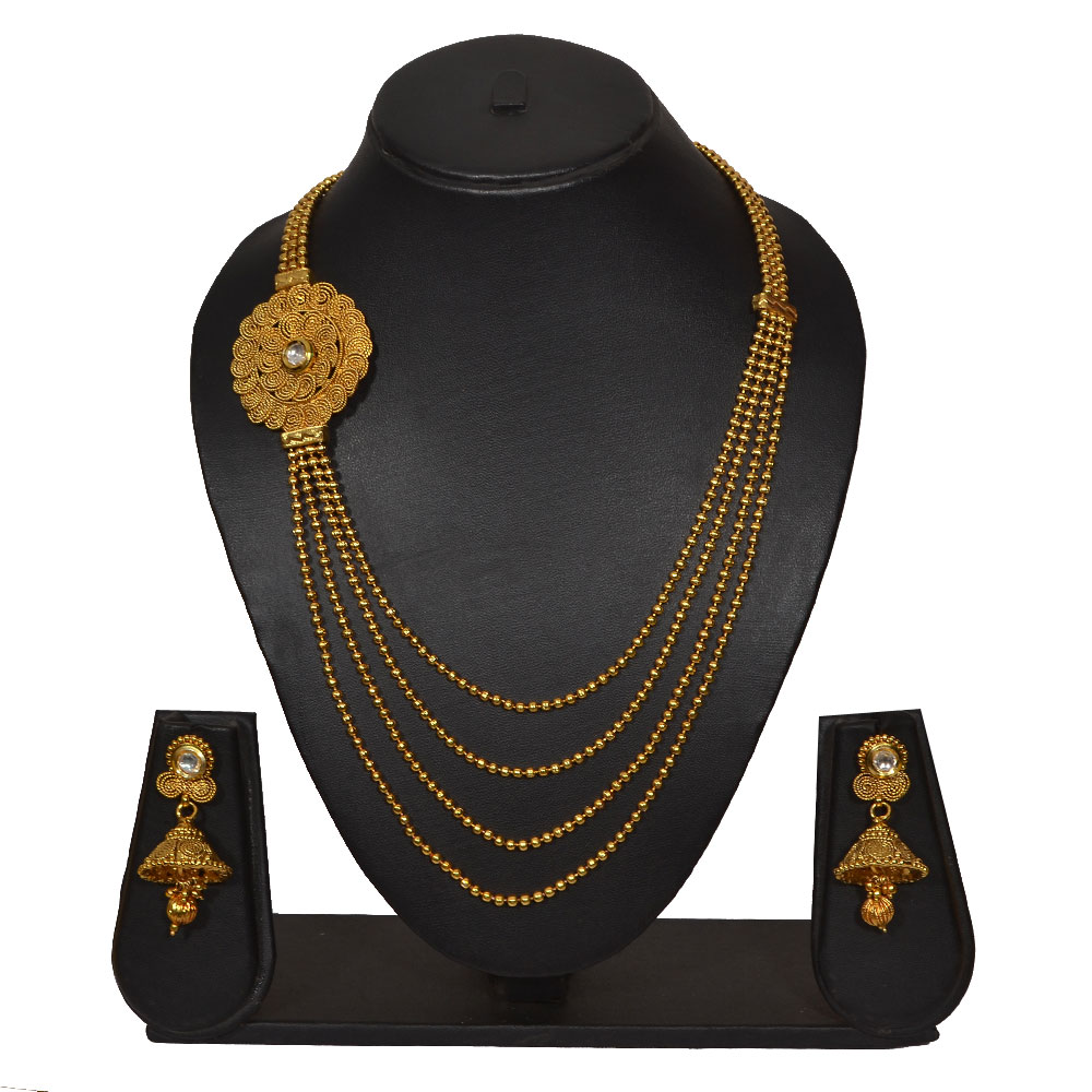 Buy nitshop one side Brooch Necklace Set with Zumka Earring for bridal ...