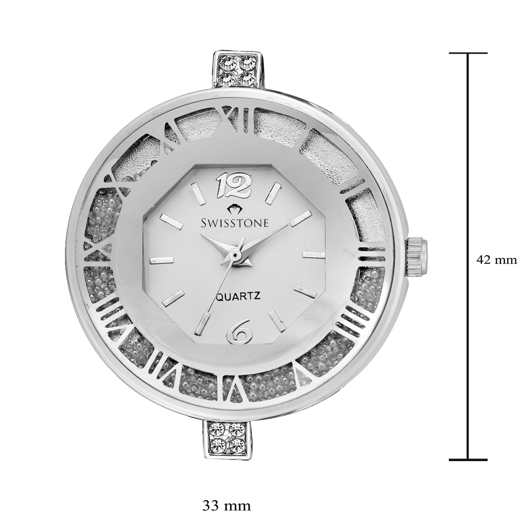 Buy Swisstone CREM512-WHT-SLV Crystal Studded White and Silver Ceramic ...