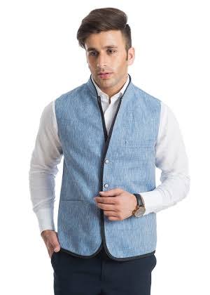 Buy light blue nehru jacket men Online @ ₹2330 from ShopClues