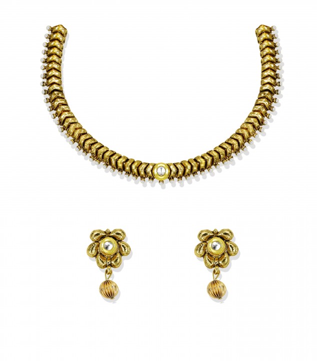 Buy Zaveri Pearls Traditional Gold Look Jewellery Necklcae Set