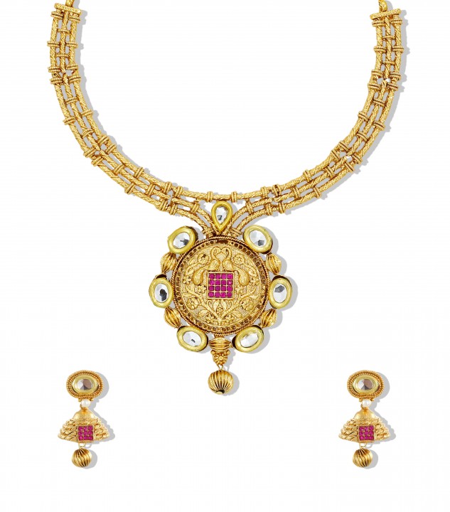 Buy Zaveri Pearls Antique Jewellery Design Necklace Set Zpfk5179