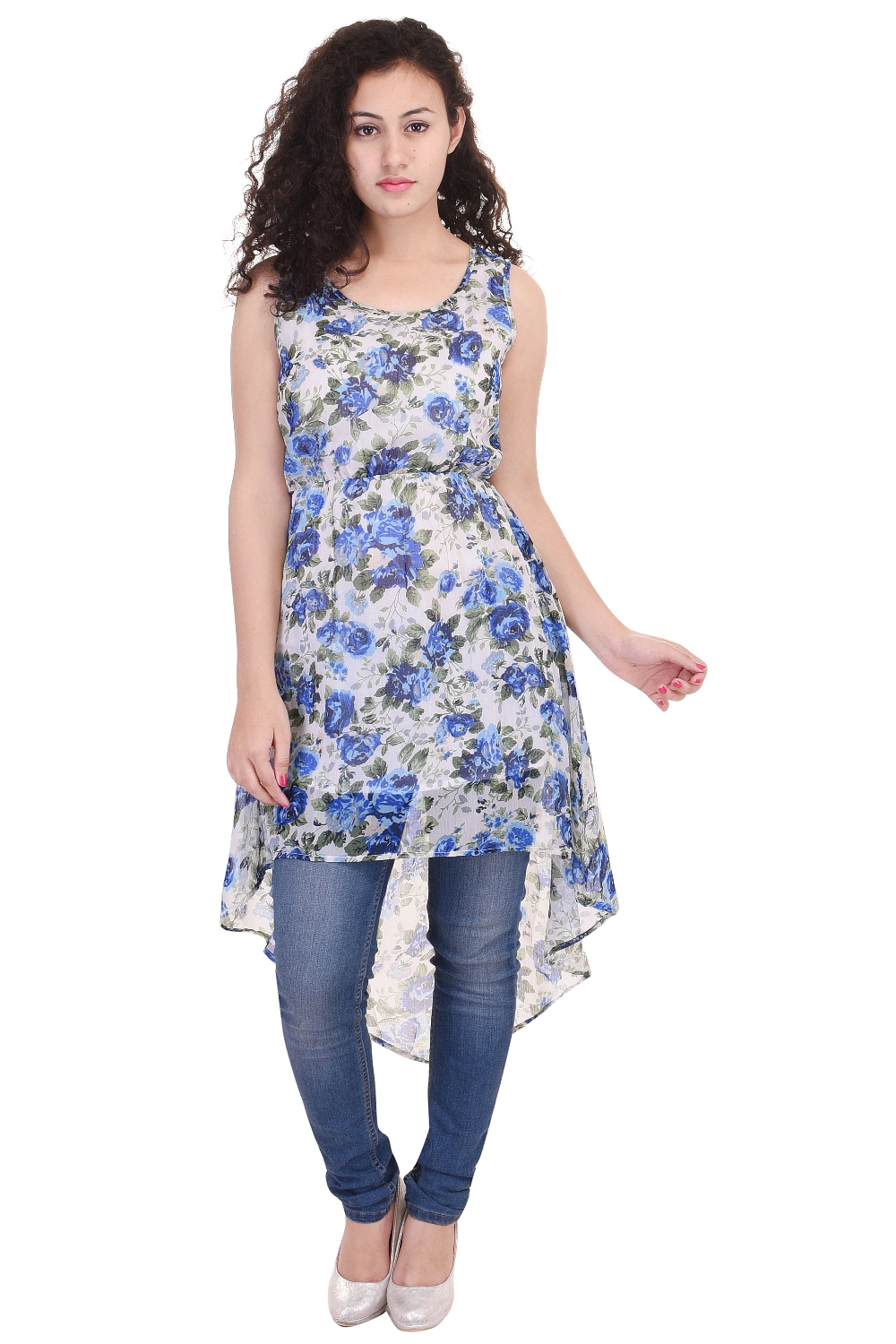 Buy georgette floral print top tunic for women girl Online @ ₹698 from ...