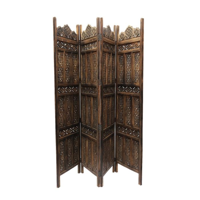Buy Onlineshoppee Brown Wooden Partition Screen Room Divider In 4 Panel ...