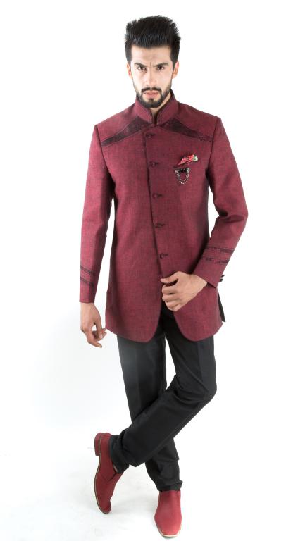 Buy Jahanpanah Ban Collar Party Wear Indo Western Coat With Pant ...