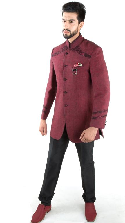 Buy Jahanpanah Ban Collar Party Wear Indo Western Coat With Pant ...