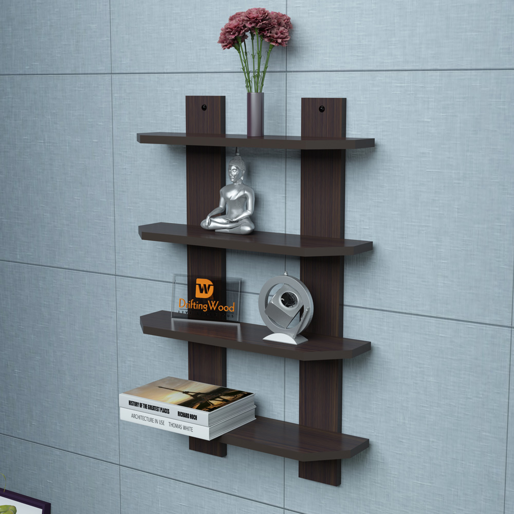 Buy Driftingwood Ladder Shape 4 Tier Designer Wall Rack Shelf - Rich ...
