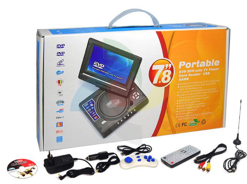7.8 portable evd dvd player for car, home, office, camping, outings bnm ...