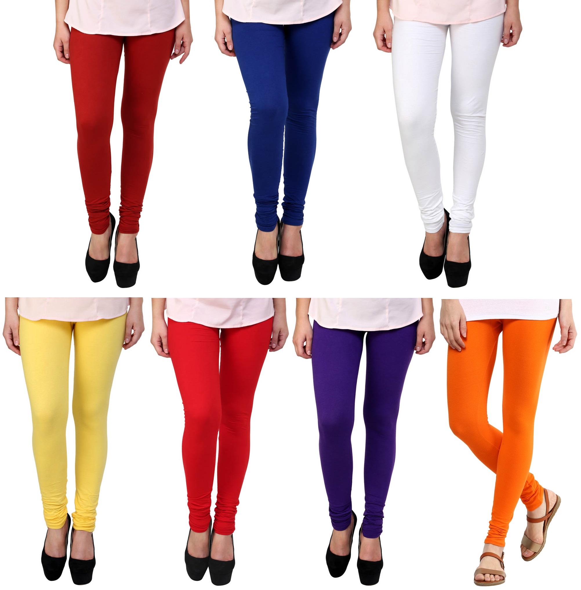 Buy Stylobby Multicolor Leggings pack Of 7 Online @ ₹799 from ShopClues