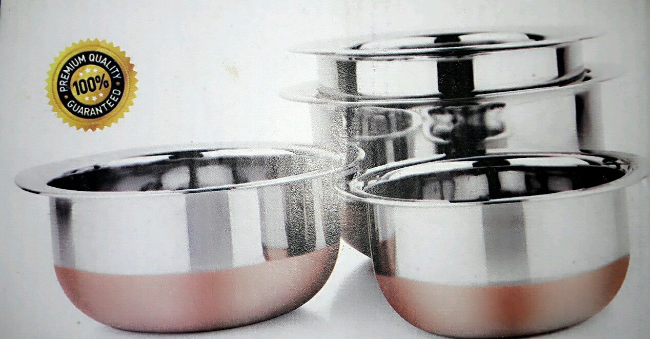 Buy Stainless Steel Bowl Set Of 4 With Copper Bottom(BHAGONA) Online ...
