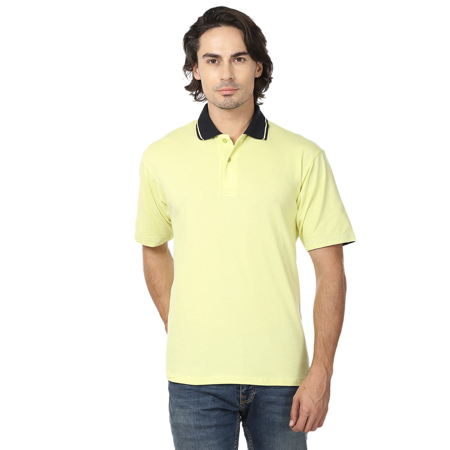 Buy Hutz Lemon Yellow Pique Cotton Mens Polo T Shirt Online ₹299
