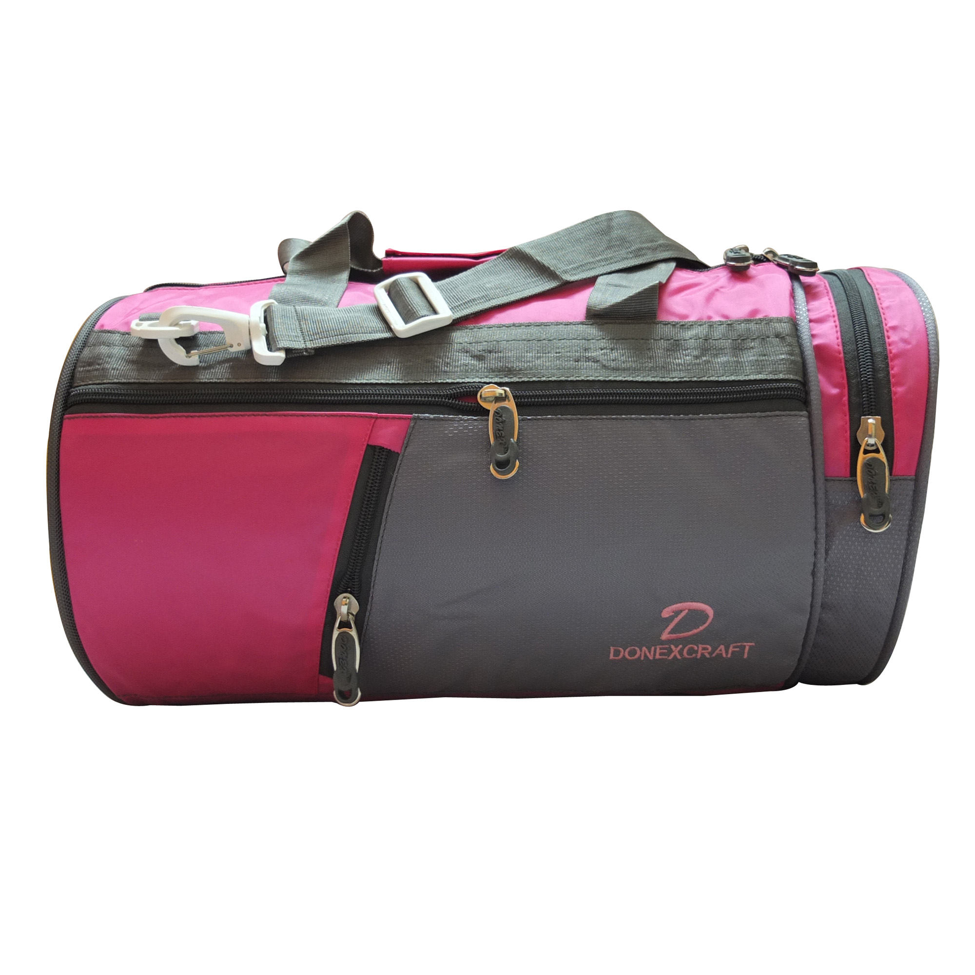 Buy Donex Trendy 21 L Nylon Gym/Travel Bag Pink Grey RSC01390 Online ...