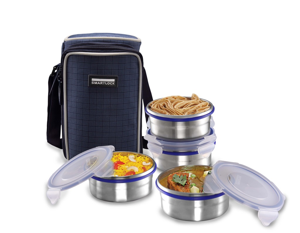 Buy Smart Lock Classic Steel Airtight Tiffin Pack With Insulated Bag ...