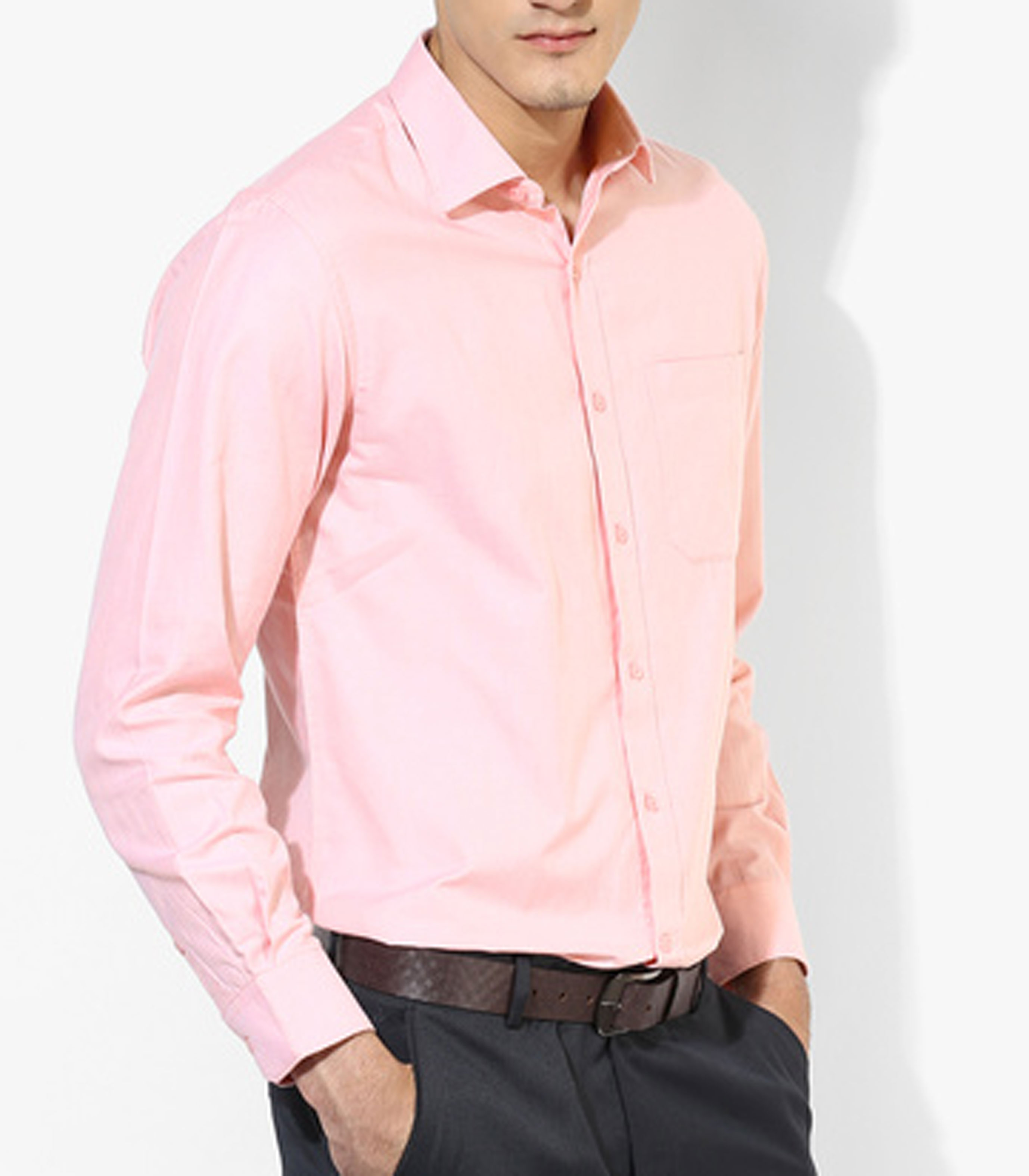 Buy SSB Light Pink Solid Regular Fit Formal Shirt Online @ ₹449 from ...