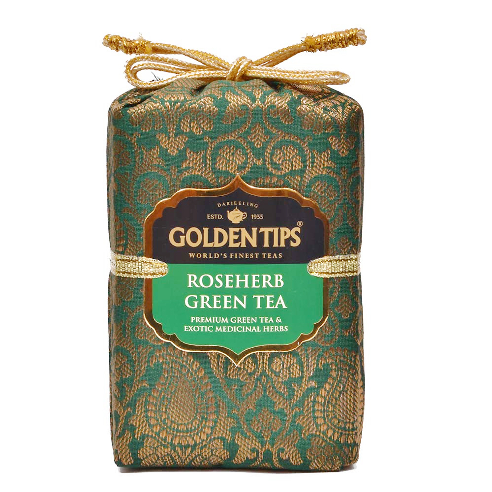 Buy Golden Tips Rose Herb Green Tea - Brocade Bag, 100g Online @ ₹355 ...