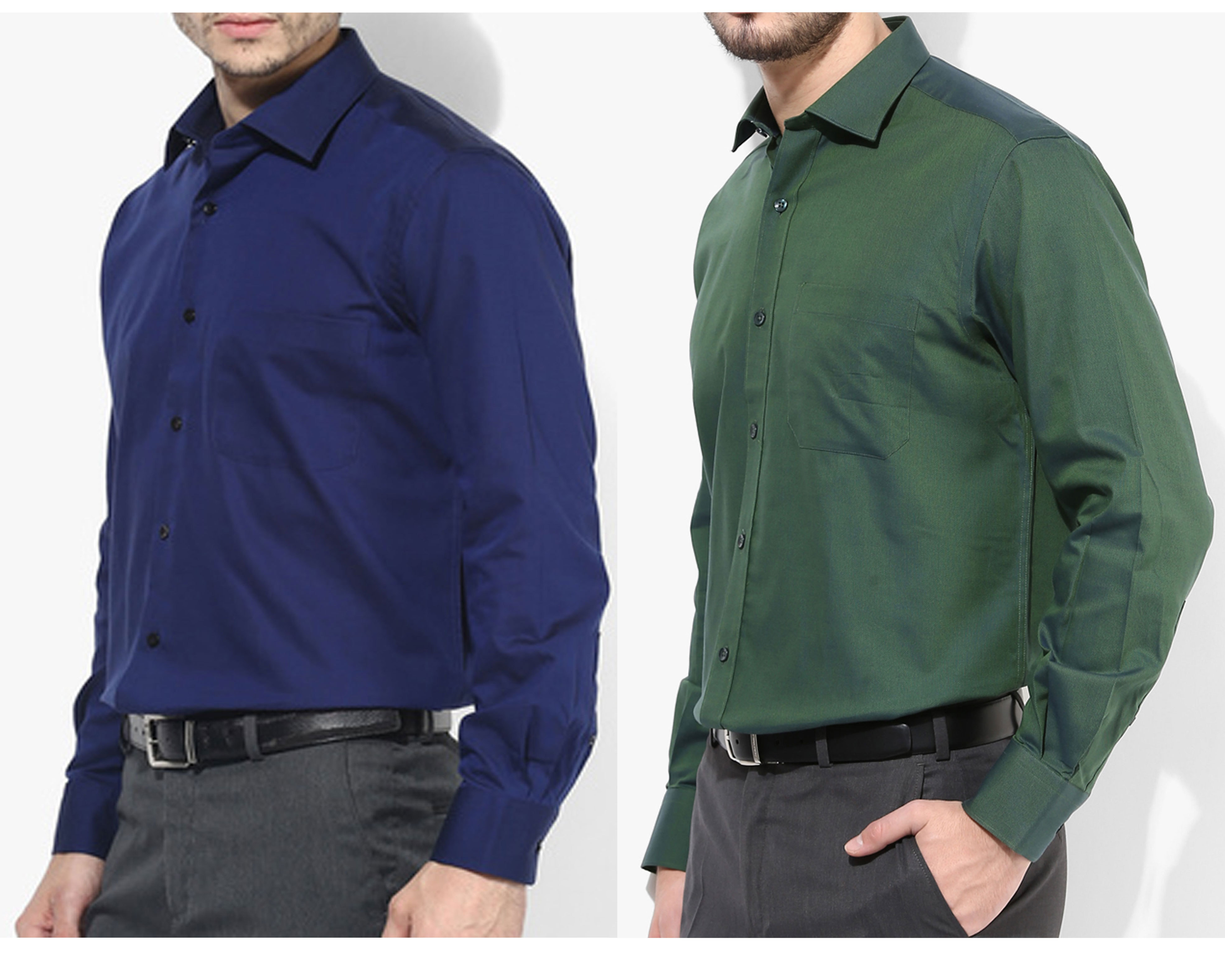 Buy SSB Men's Blue Regular Fit Formal Shirt Pack of 2 Online @ ₹899 ...