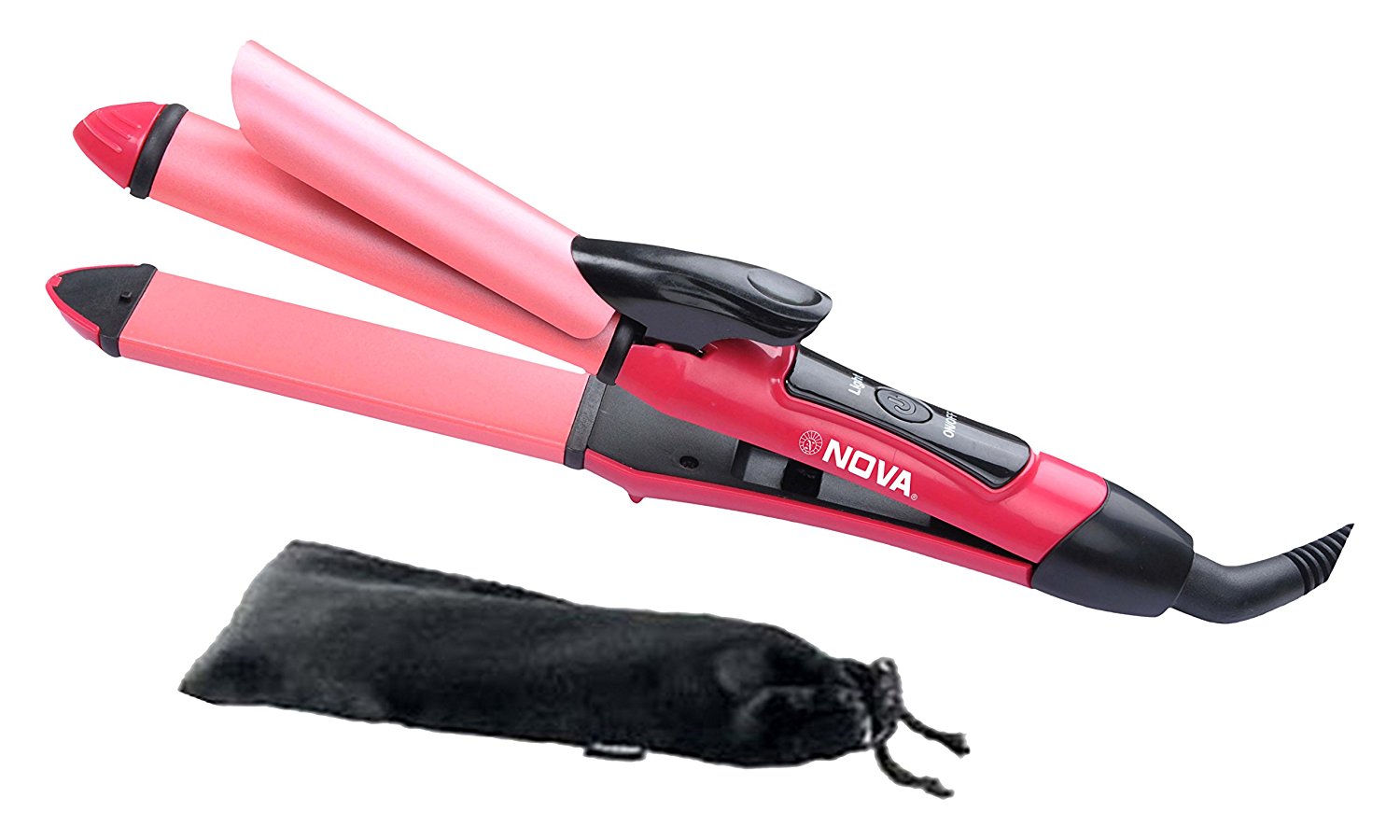 Buy Nova NHS-800 2 in 1 Hair Straightner Curler (Pink) Online @ ₹275 ...