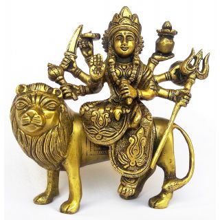Buy Kartique Ma Durga Sitting On Lion with Trishul Kalash/ Showpiece ...