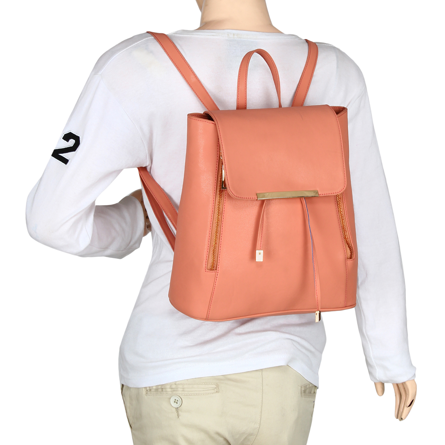 Lychee Bags Women Peach PU Cadence Backpack (LB68p)