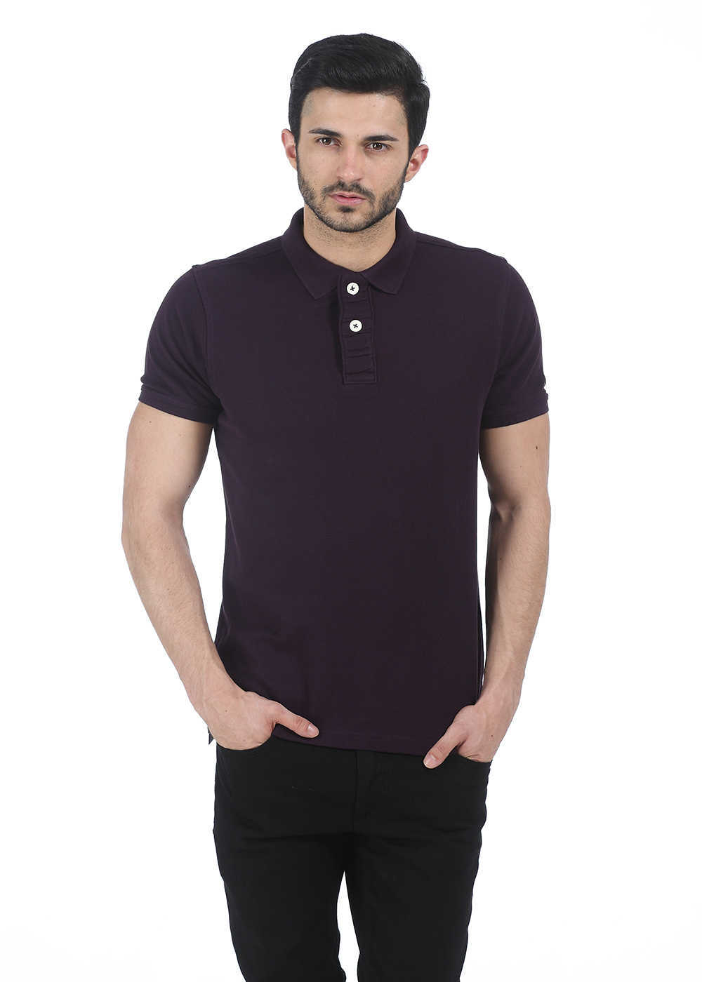Buy Basics Muscle Fit Purple Piqu Polo T-Shirt Online @ ₹999 from ShopClues