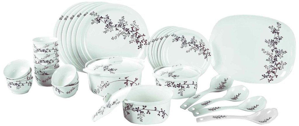Buy Borosil Melamine English Summer Milano Dinner Set, 35-Pieces Online ...