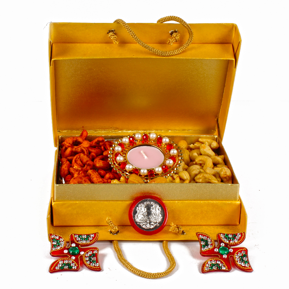 Buy Diwali Diya and Swastika with Silver Plated Lakshmi Ganesha Coin ...