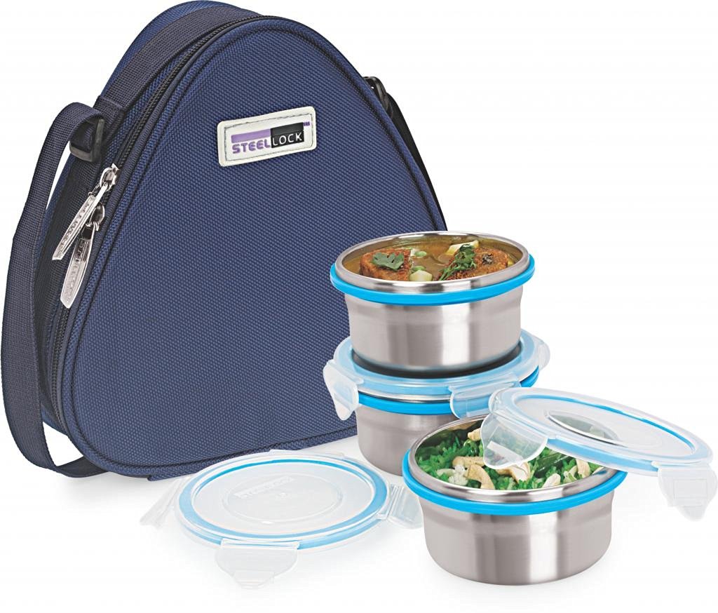 Buy Steel Lock HL- 1231 Airtight 3 pc Lock Steel Lunch / Meal Box ...