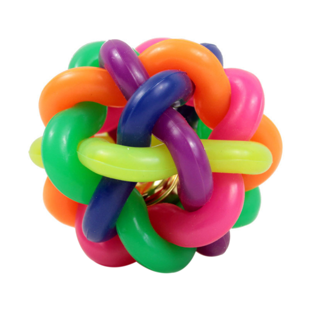Buy Magideal Pet Dog Cat Toy Rainbow Rubber Round Ball With Bell Puppy ...