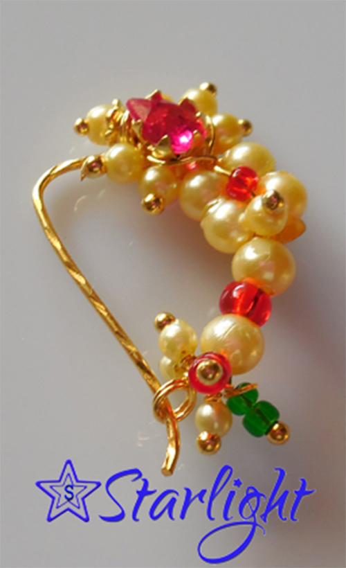 Buy Maharashtrian Moti Nath (Pearl Nath) 22K gold plated best quality ...
