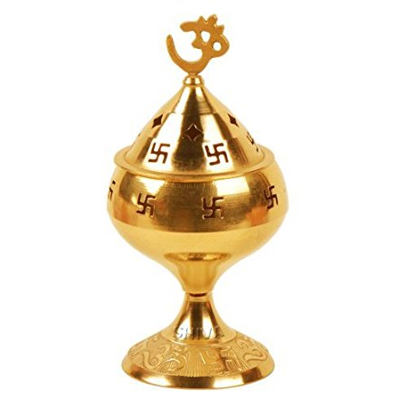 Buy Brass Akhand Dhoop Diya / Deepak / Jot, Indian Oil Pooja Lamp,Temple, Diwali Deepak, Om Diya ...