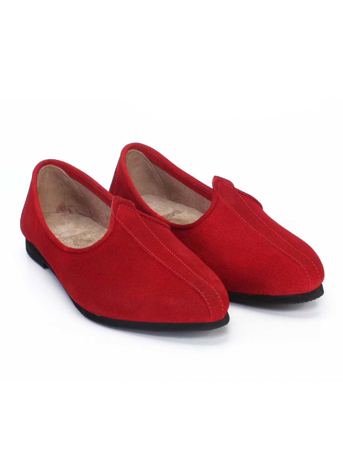 Red Suede Leather Jalsa Jutti for Men With Black Sole