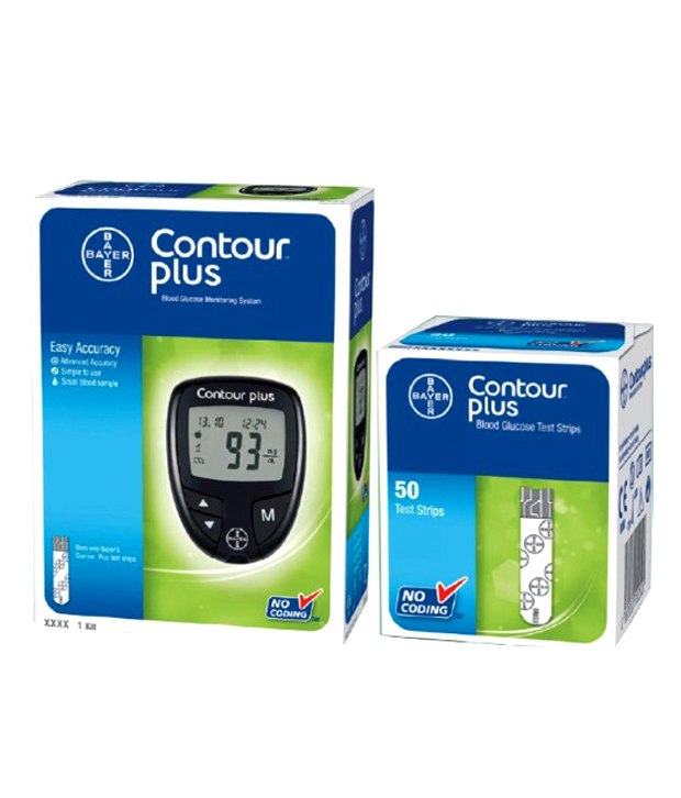 Buy Bayer Contour Plus Glucometer with 50 Strips Expiry 10/2017 Onward ...