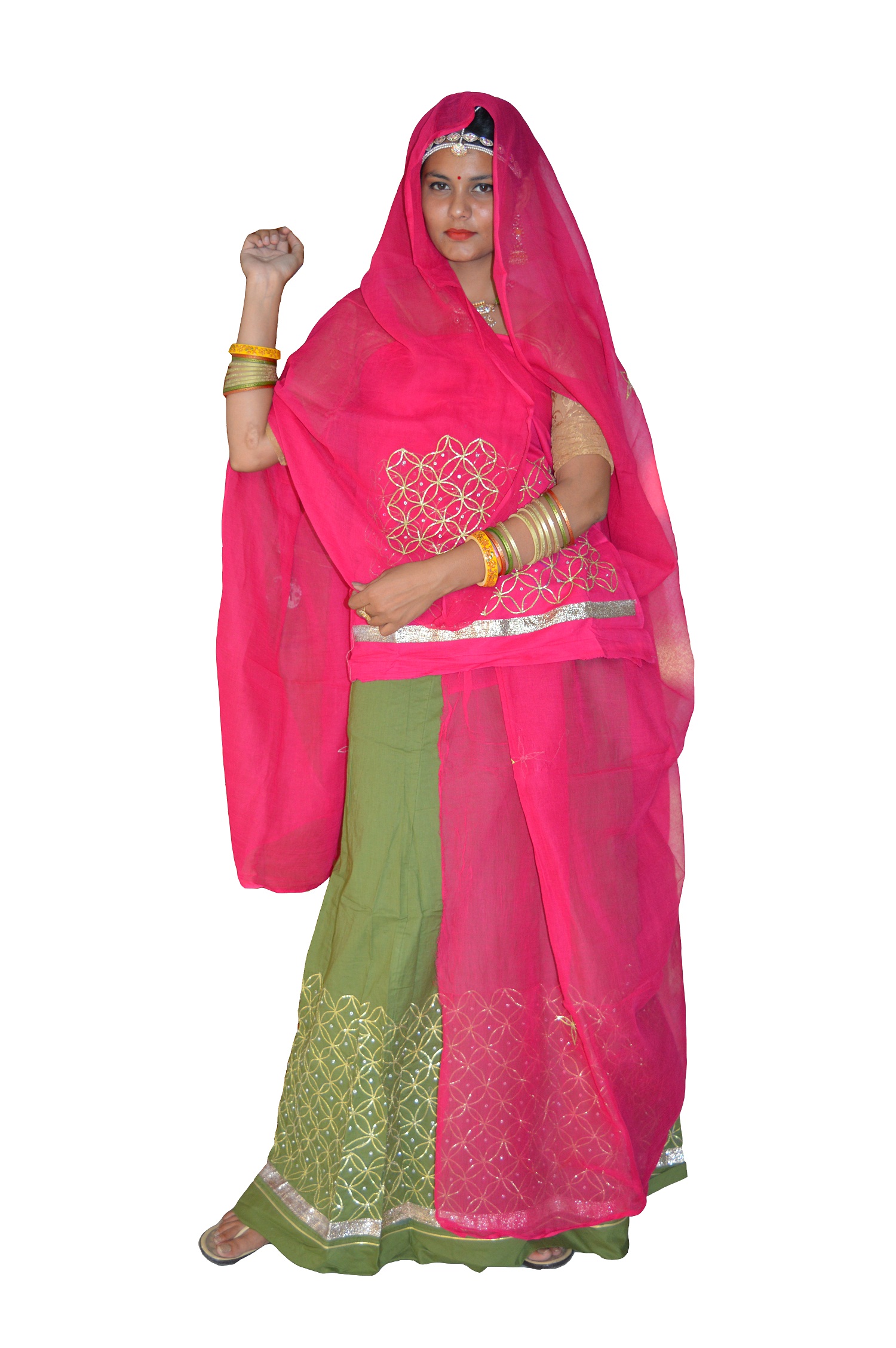 Buy Sunrise Paridhan Women's Pure Cotton Rajputi Dress/Poshak Material ...