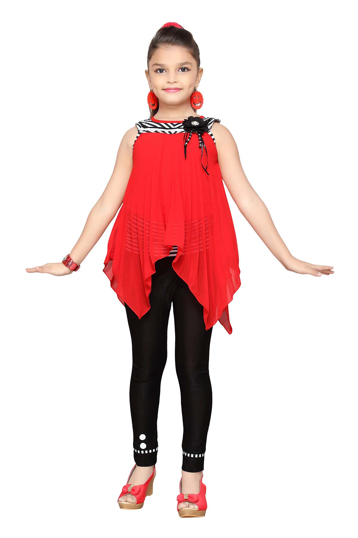 Buy Aarika Girls Red Party Wear Top Bottom Set Online @ ₹2999 from ...