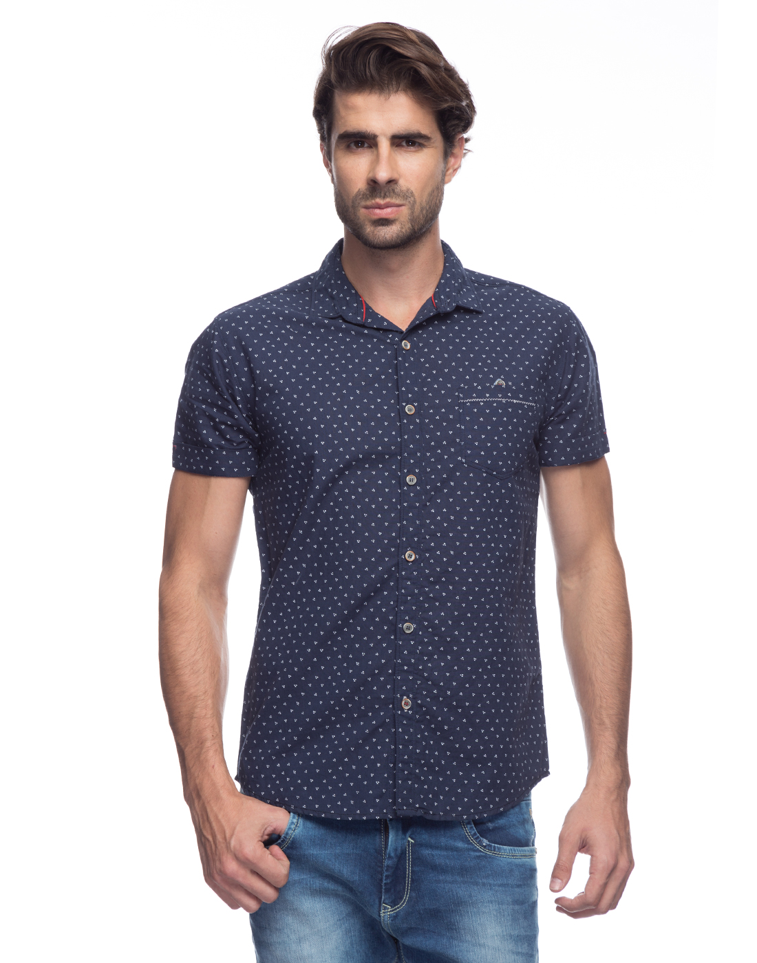 Buy Mufti Blue Half Sleeve Casual Shirt For Men Online @ ₹899 from ...