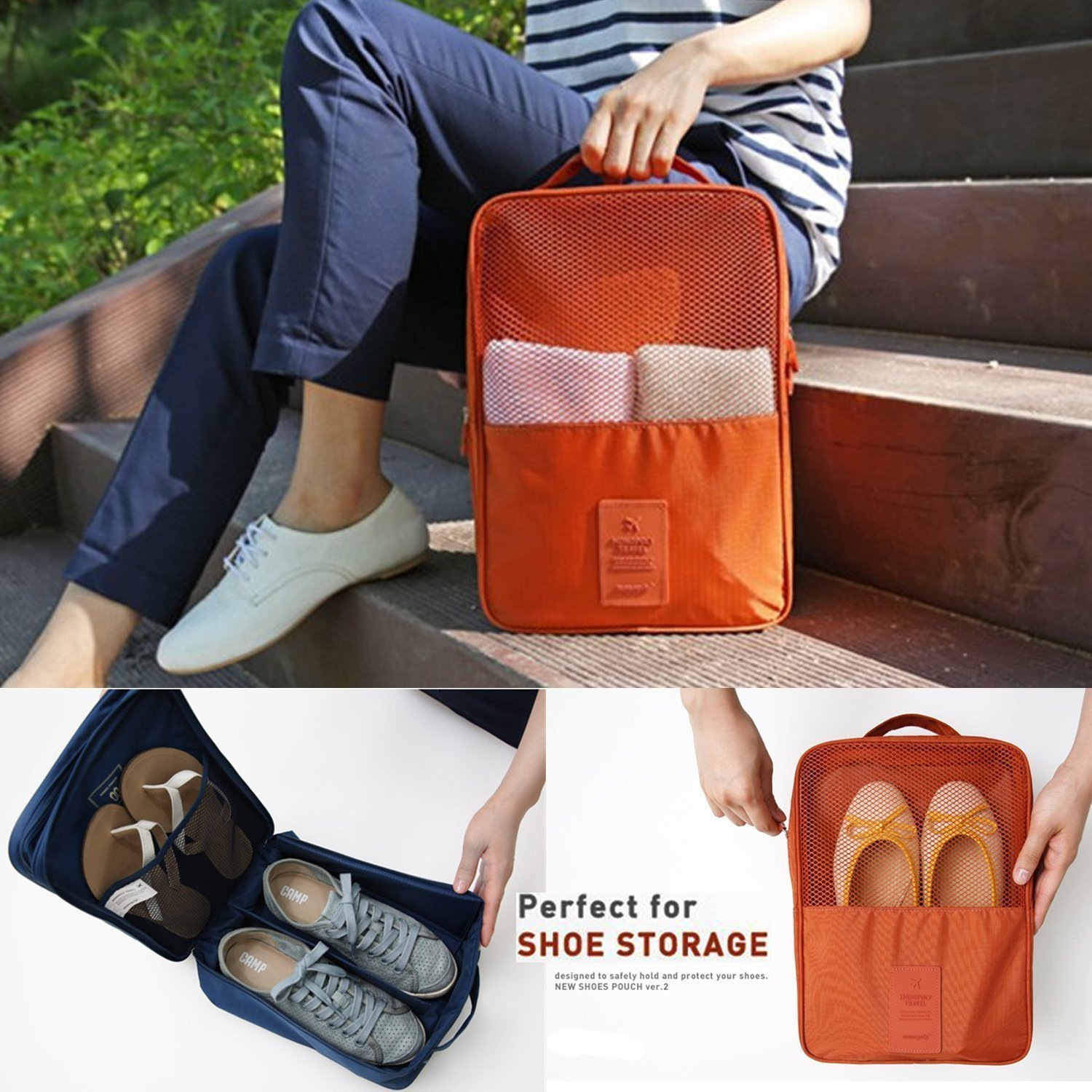 Buy 3 Pair Water Proof Shoe Storage Bag Travel Organizer Multi-purpose ...