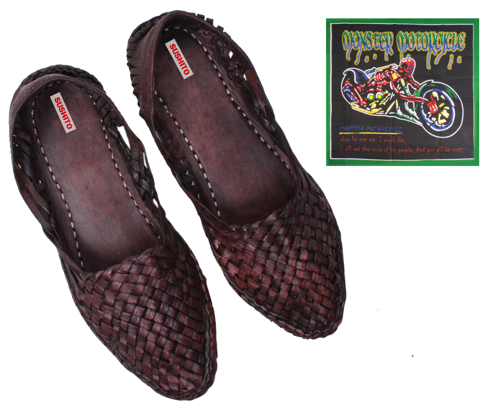 Buy Sushito Brown Traditional Kolhapuri Mojari For Men Combo Headwrap ...