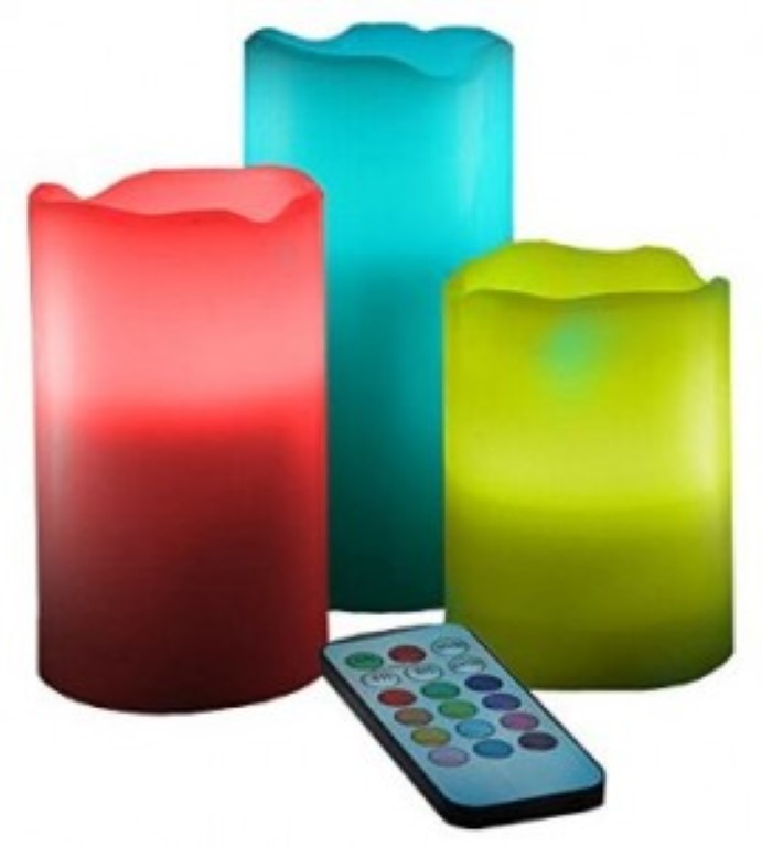Buy Flameless Color Changing 3 Battery-Operated Led Pillar Candles With ...