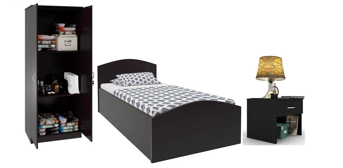 Buy Flash Bedroom Set ( Bed Wardrobe Night Table) Online @ ₹17598 from ...