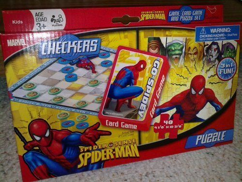 Buy Marvel Spider-Man 3 in 1 Checkers, Card Game & Puzzle Set Online ...