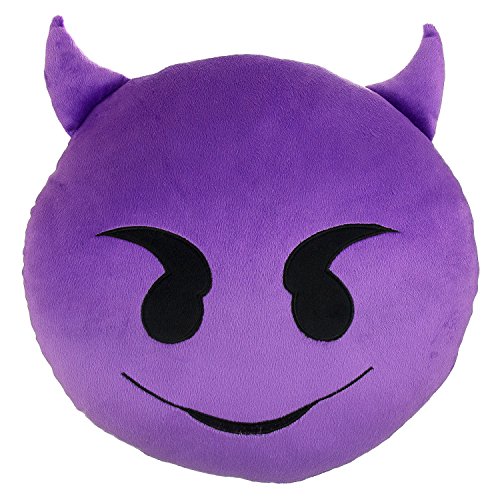 Buy Emoji Expressions Plush Pillow - Purple Devil Emoji Face Online ...