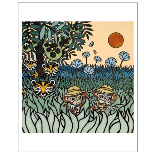 Buy Matthew Porter Art Wall Decor Art Print, Tiger Hunt Monkey Online ...