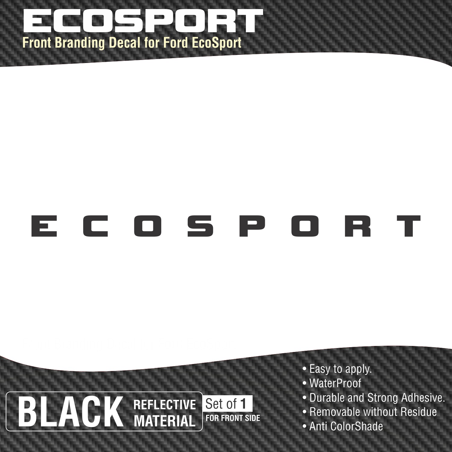 Buy Ford Ecosport Front Branding Decal BLACK Reflective Online @ ₹230 ...