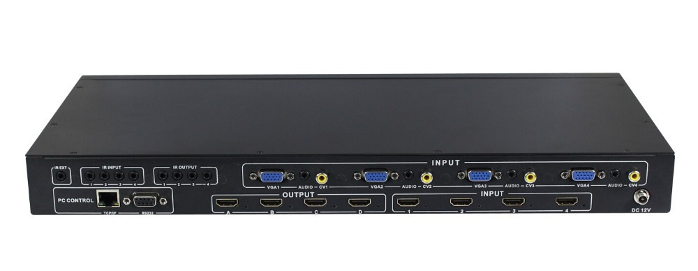 HDMI matrix 4X4 Mixed inputs Seamless Matrix switcher VGA HDMI CVBS input RS232 with Remote control