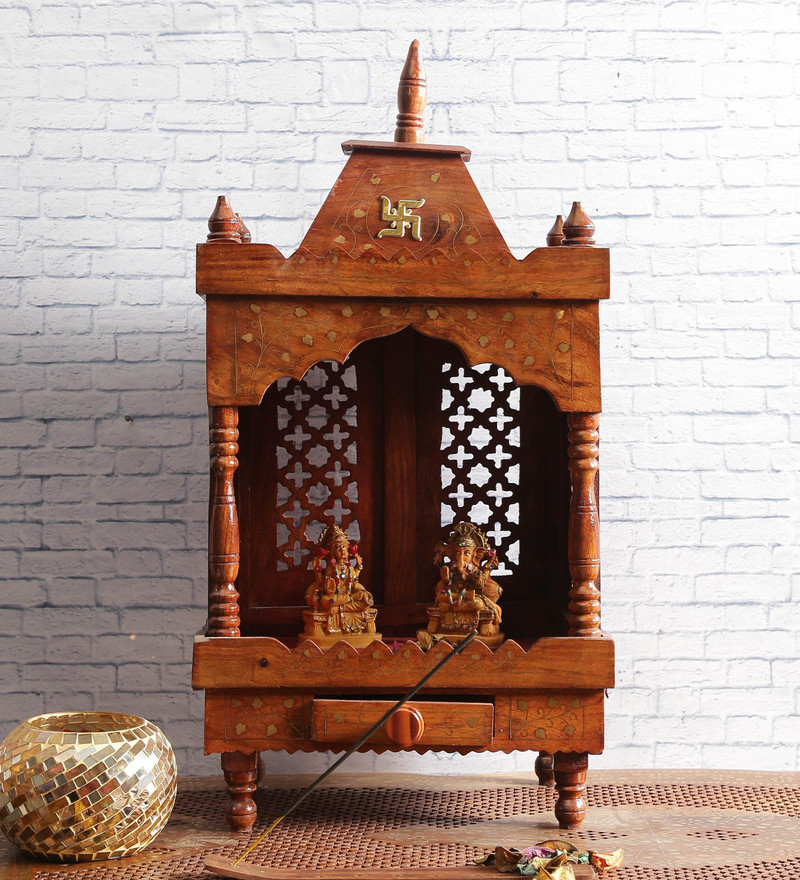 Buy Shilpi Brown Sheesham Wood Exquisite Temple / Mandir / Puja ...