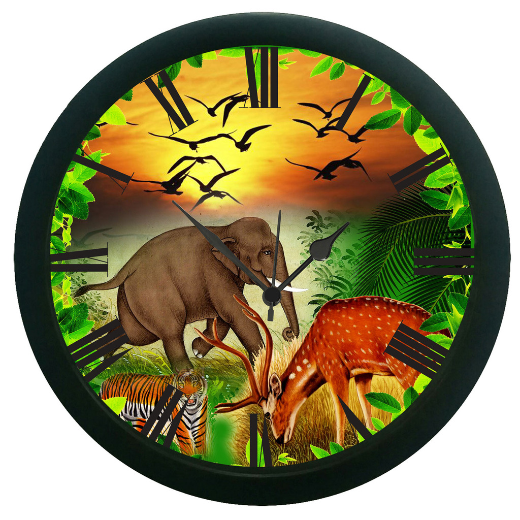 Buy AE World Jungle Safari Wall Clock (With Glass) 12 Inches Online ...