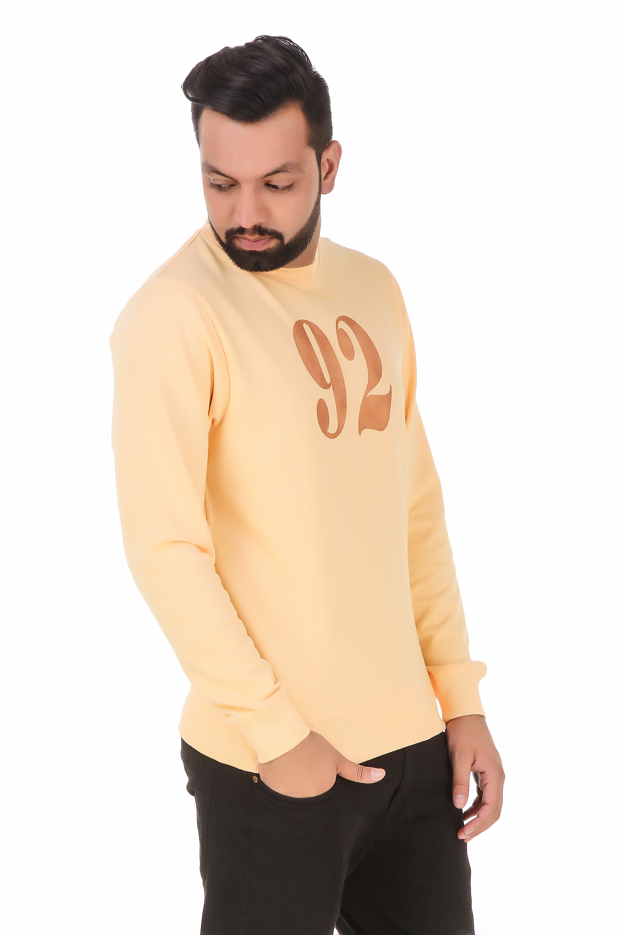 Buy Spunk Cream Round Neck Long Sleeve Sweatshirt For Men Online ...