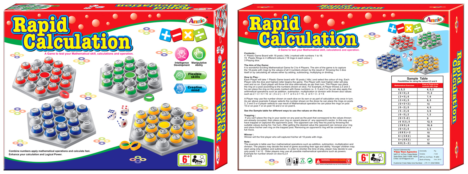 Annie Rapid Calculation Game Toy Kids Develop Mathematical Skills Board ...