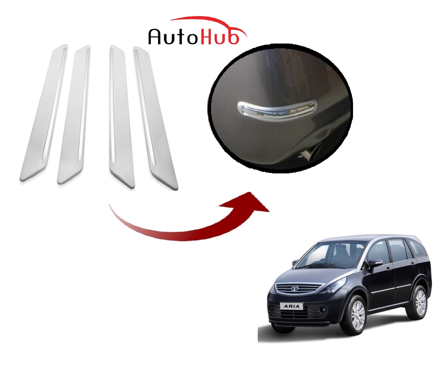 Buy Auto Hub Chrome Car Bumper Protector For Tata Aria - White Online ...
